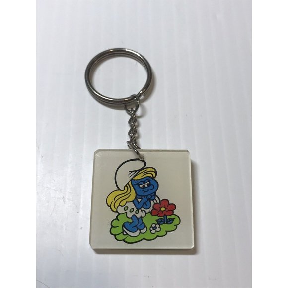 Accessories | Vtg Smurfette Cartoon Keychain Key Ring | Poshmark